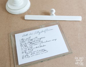 Photo Frame Recipe Holder - In My Own Style