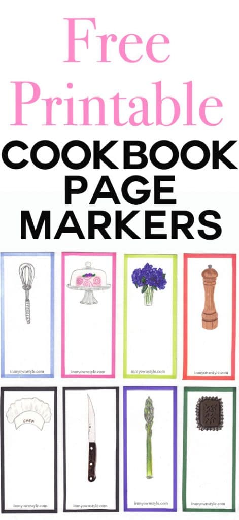 Free Set of 8 Printable Cookbook Markers