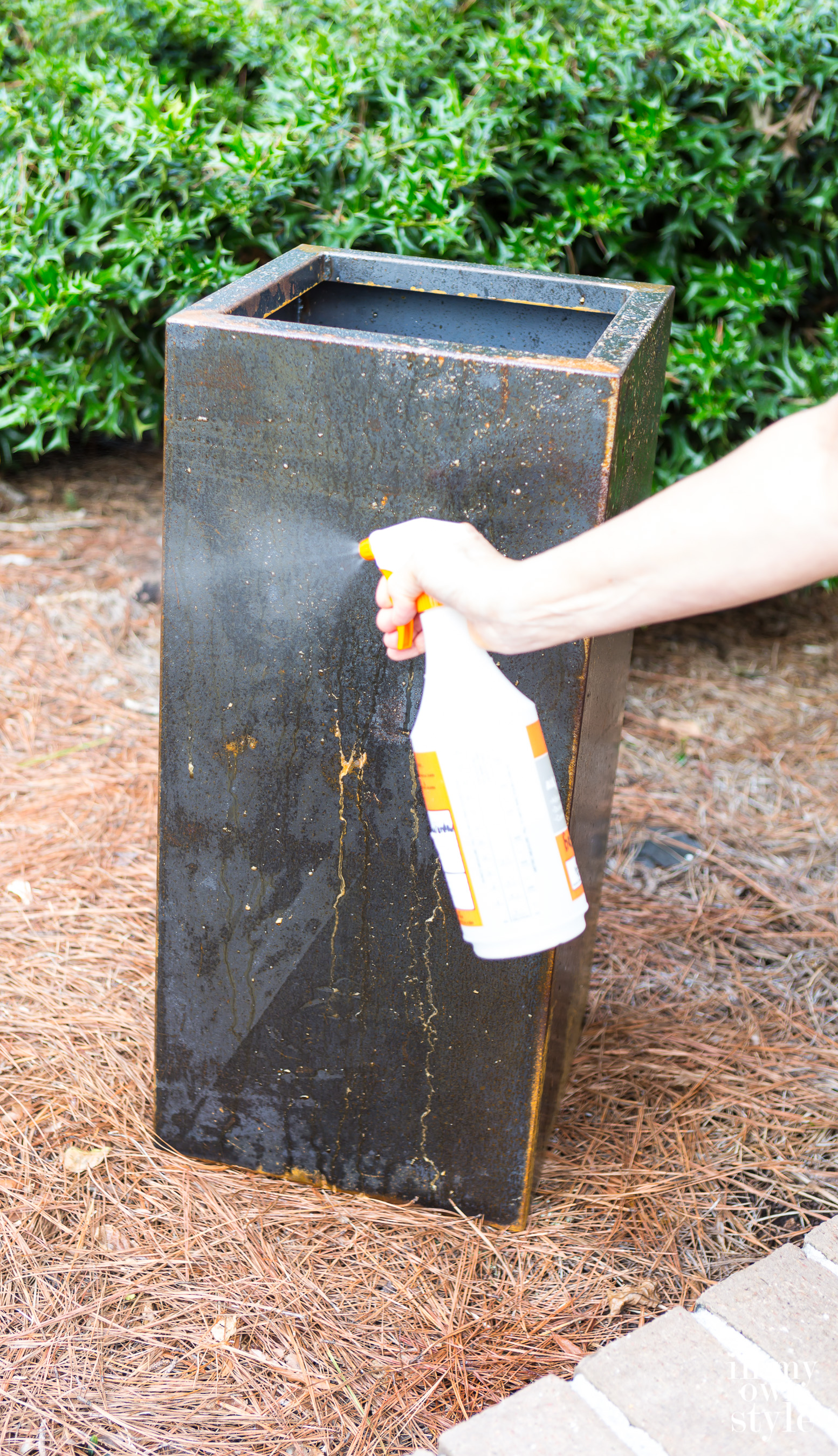 Creating Instant Rusted Patina on a Corten Steel Planter - In My Own Style