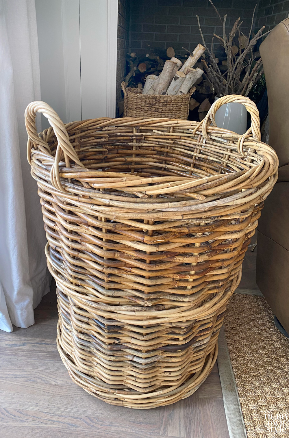 How to Make a Large Wicker Basket Into a Side Table - In My Own Style