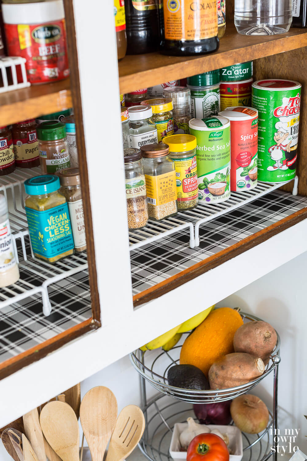 Colorful DIY Kitchen Cabinet Liner - In My Own Style
