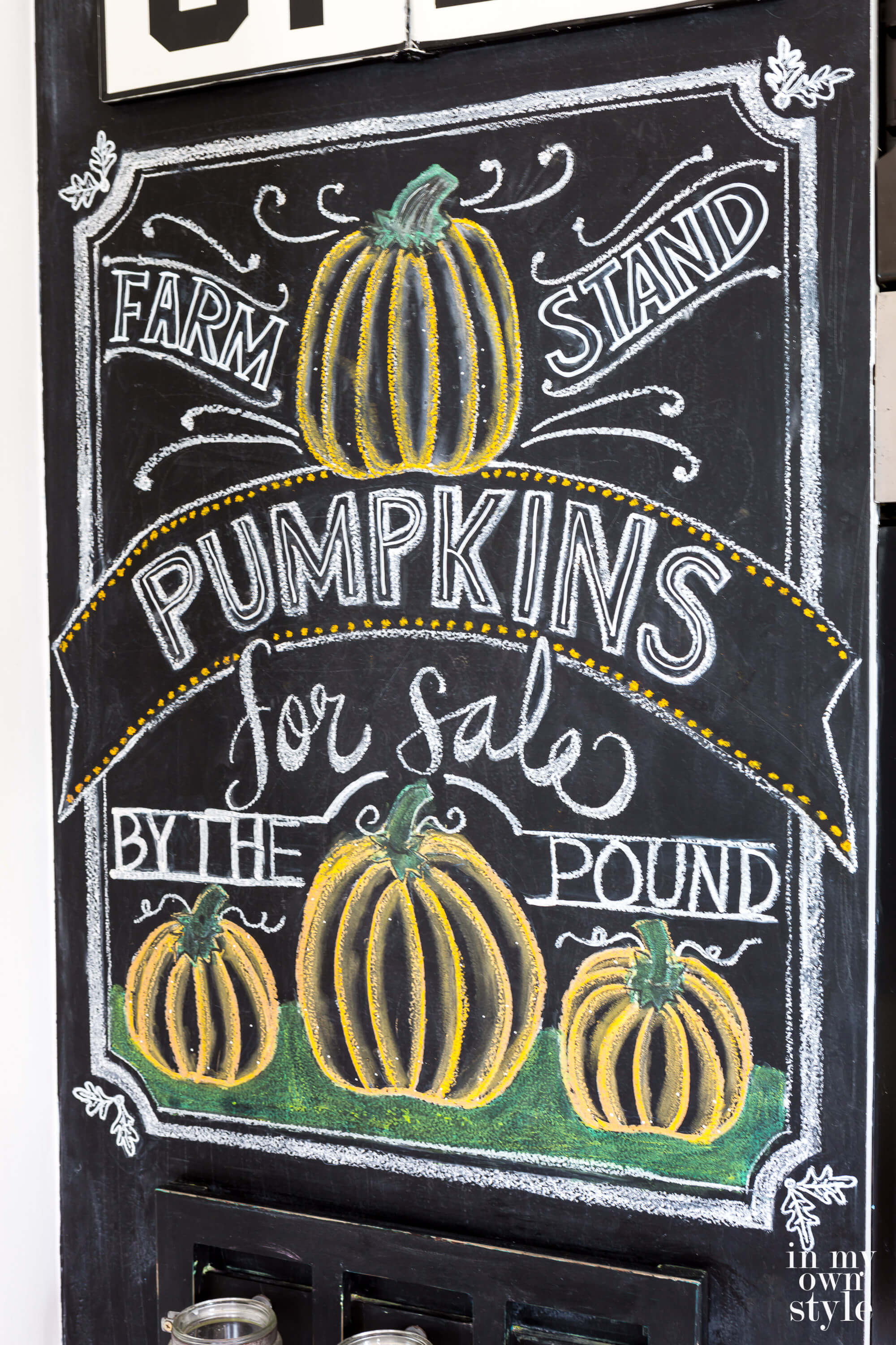 How to Draw a Fall Pumpkin Sign on a Chalkboard - In My Own Style