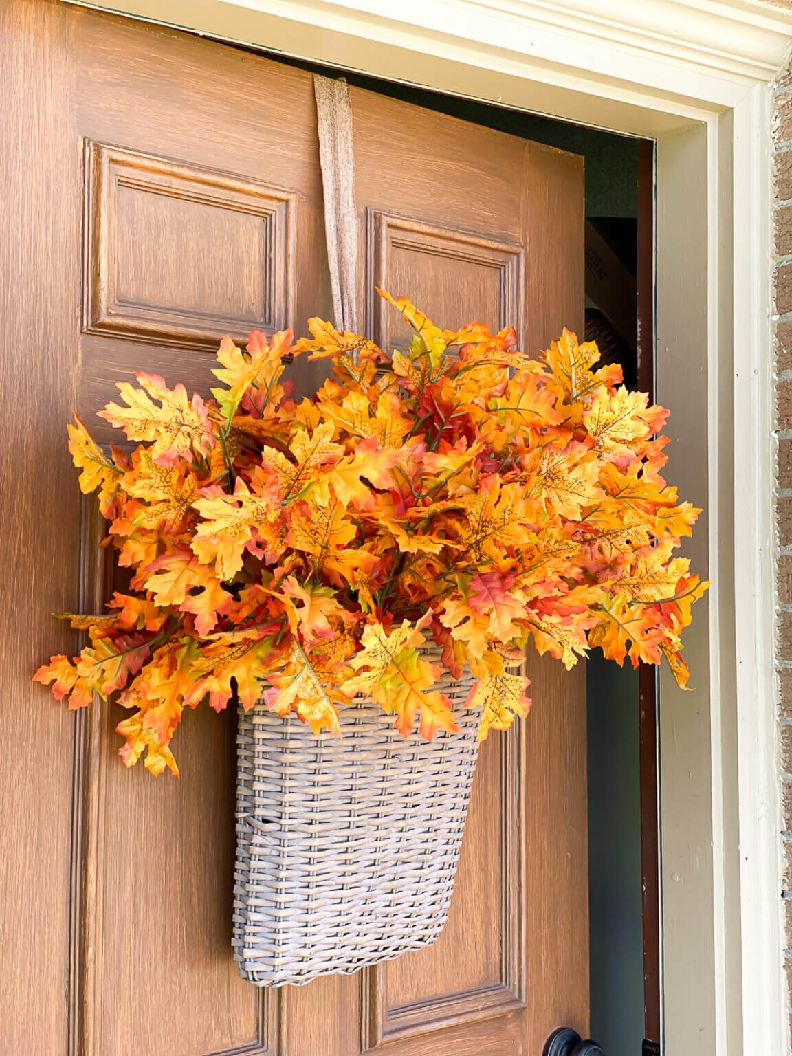 Fall Door Decor: Hanging Wicker Door Basket DIY - In My Own Style