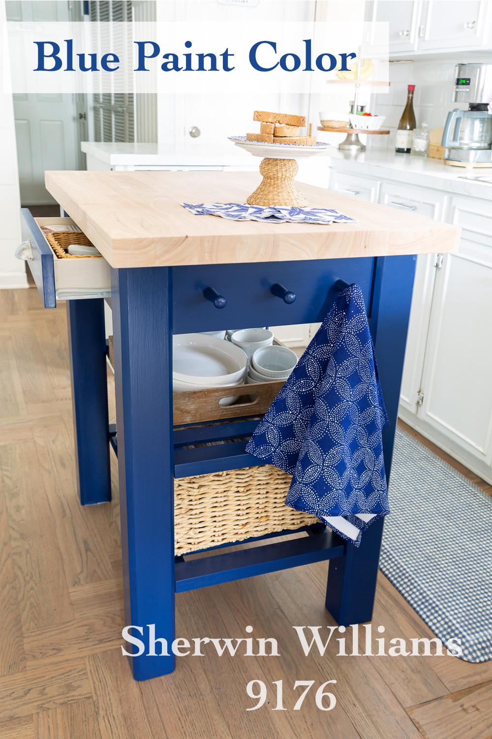 Sherwin Williams "Dress Blues" Painted Kitchen Island - In My Own Style